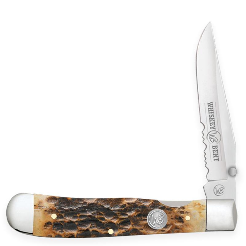 Whiskey Bent Knives Locking Trapper Legacy Bone Handle Folding Knife ...